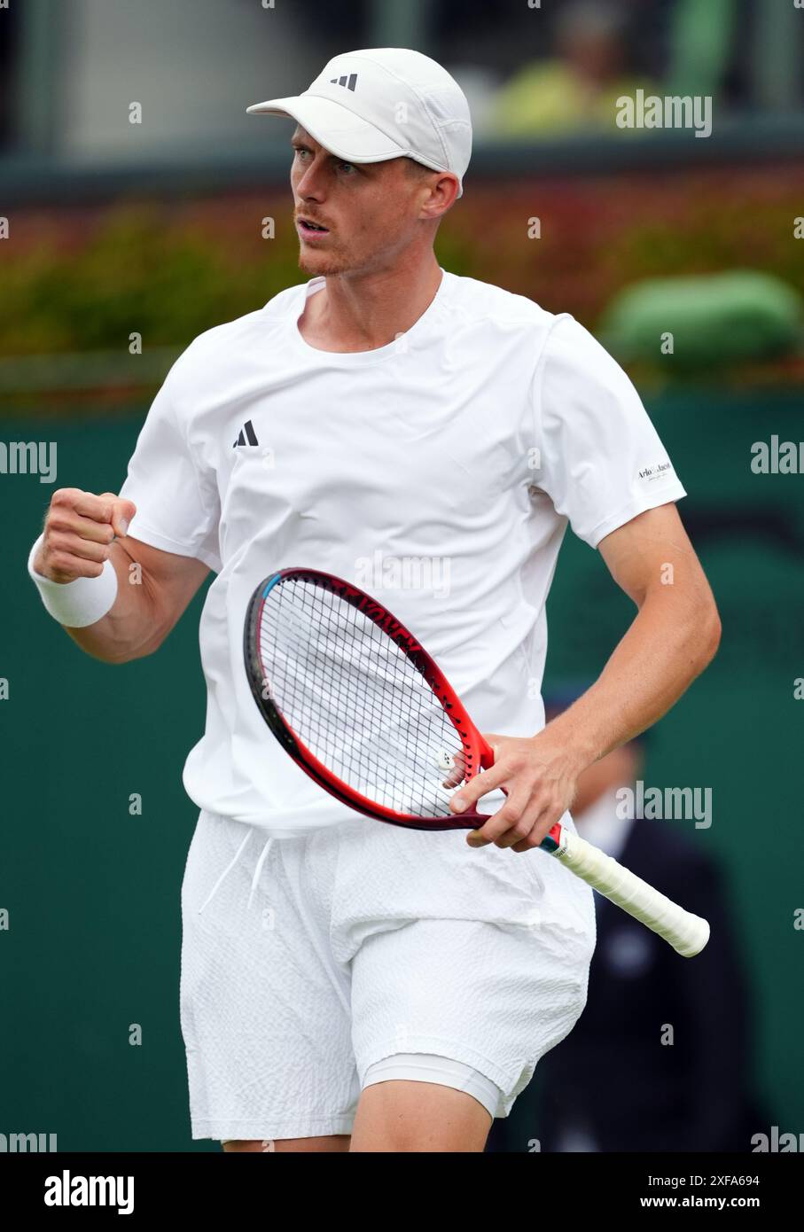 Billy Harris during his match against Jaume Munar (not pictured) on day ...