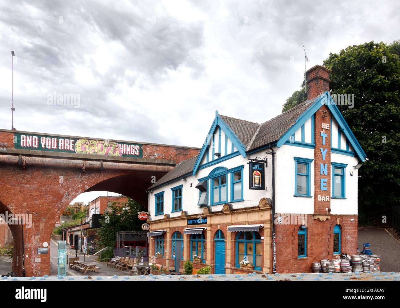 Tyne bar pub in Ouseburn Newcastle upon tyne with graffiti covered ...