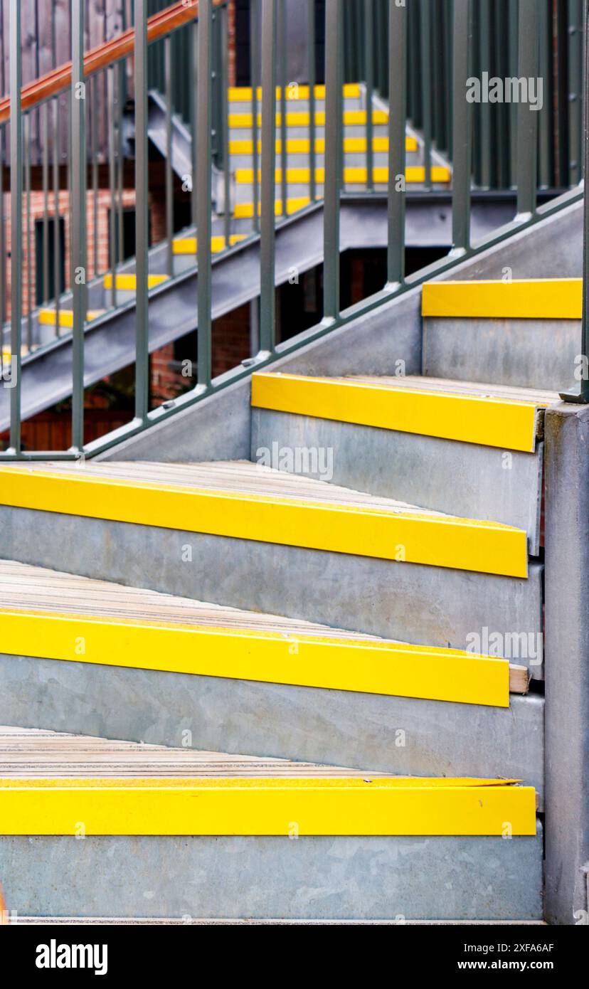 abstract view of yellow safety edged steps and railings newcatle upon ...