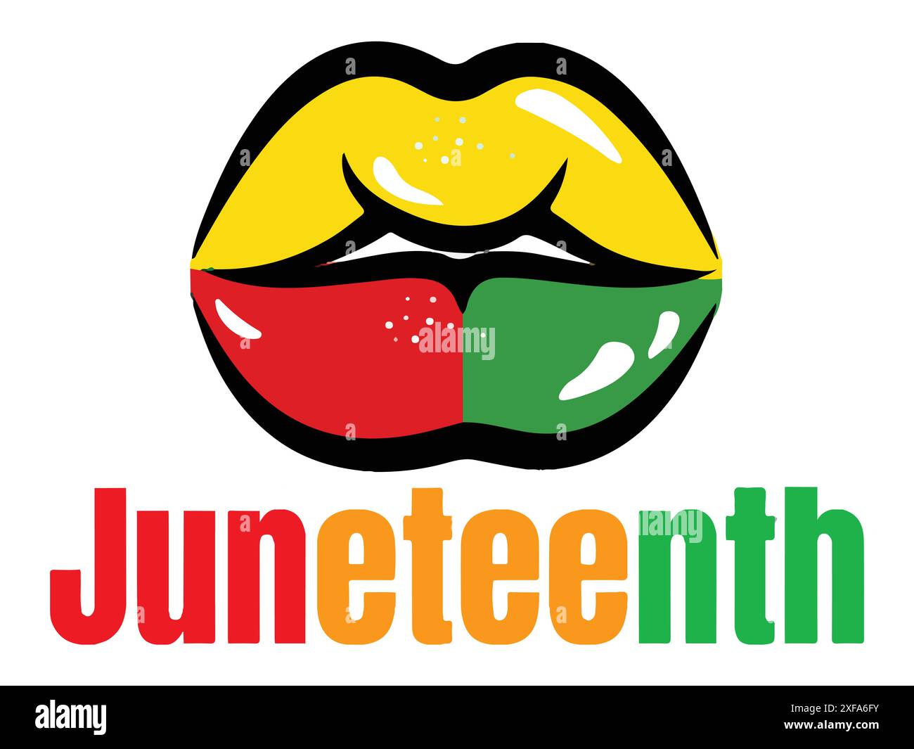 Juneteenth Freedom Day 2024 And Lips, Color Of Juneteenth Flag On White ...