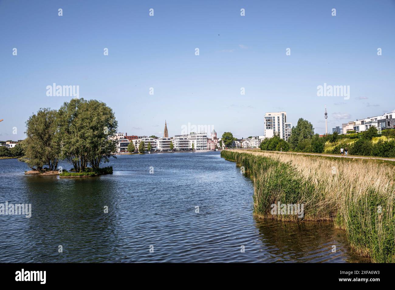 the Phoenix lake in the Hoerde district, view to the west bank. The ...