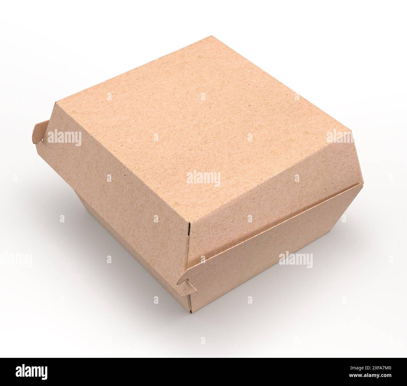 Kraft brown closed burger box white blank mockup isolated on white ...