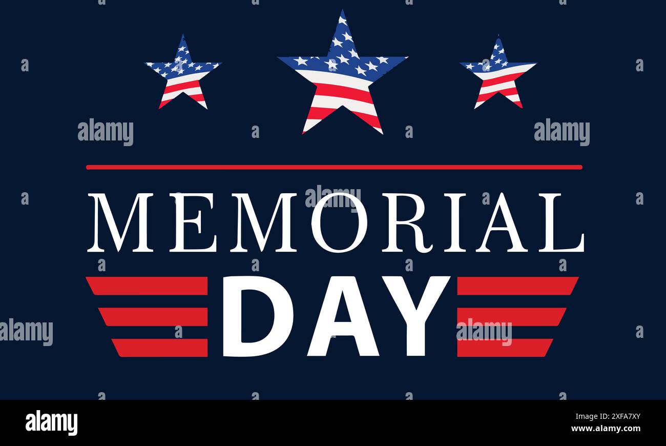 Memorial Day. Vector illustration with text Memorial Day and United ...