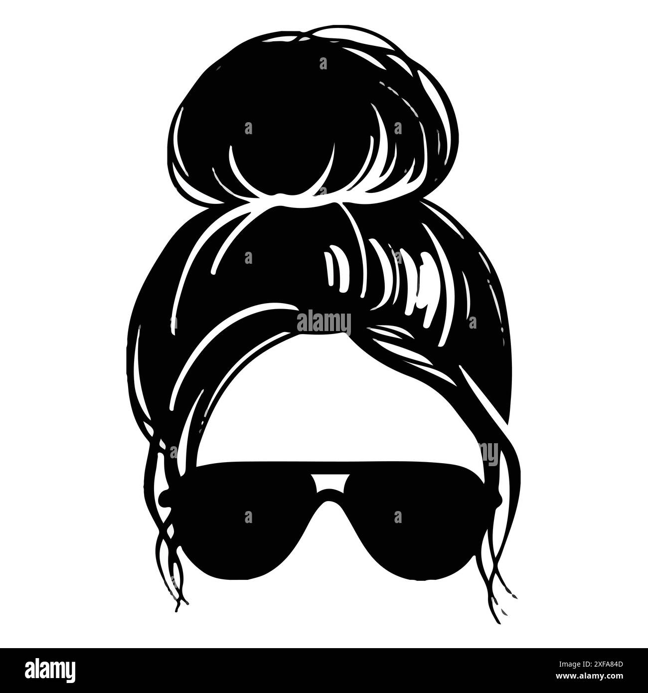 Messy Bun Glasses Girl Messy Bun Sunglasses On A White Background Stock Vector Image And Art Alamy