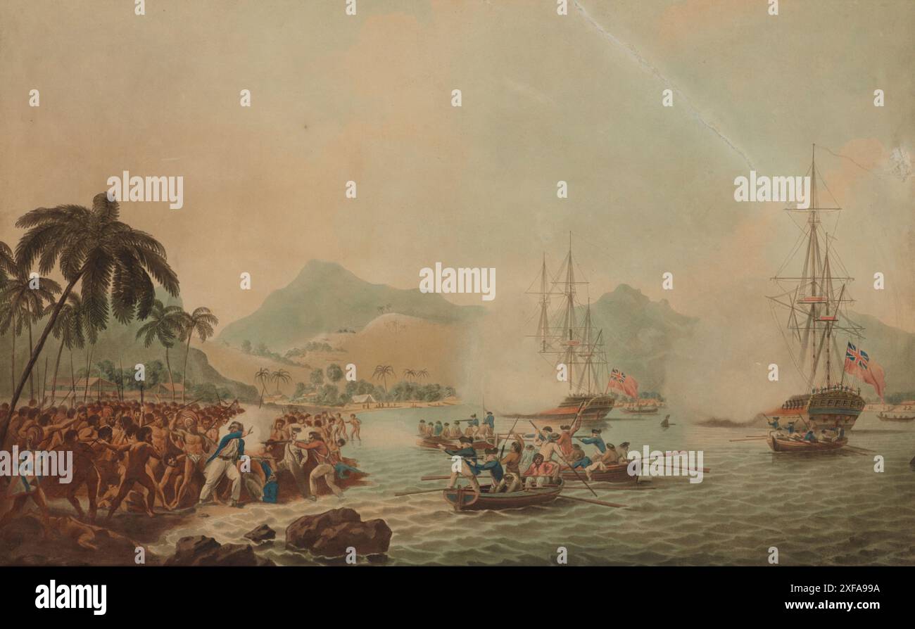 One of the most famous reproductions of 'Death of Captain Cook' by John ...