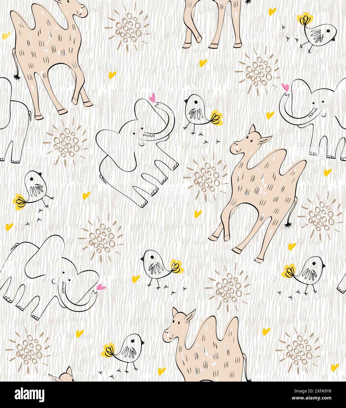 vector hand draw seamless pattern with animals Stock Vector Image & Art ...