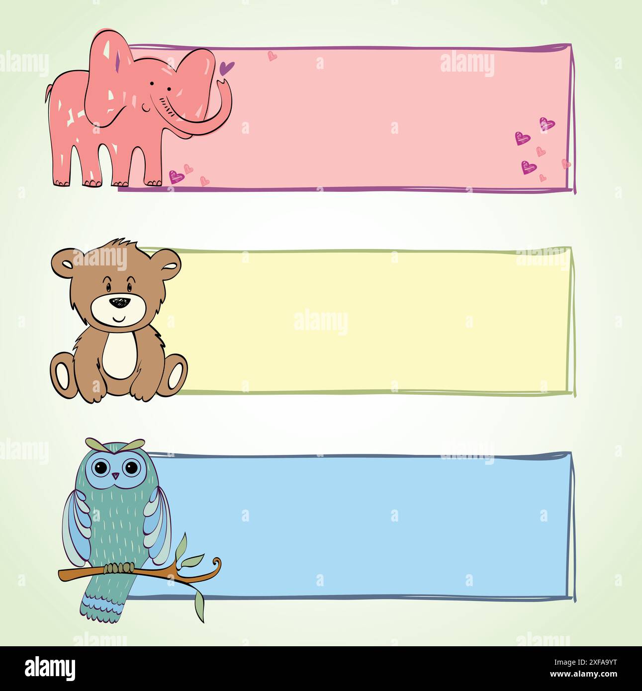 hand drawn baby banners with cute animals Stock Vector Image & Art - Alamy