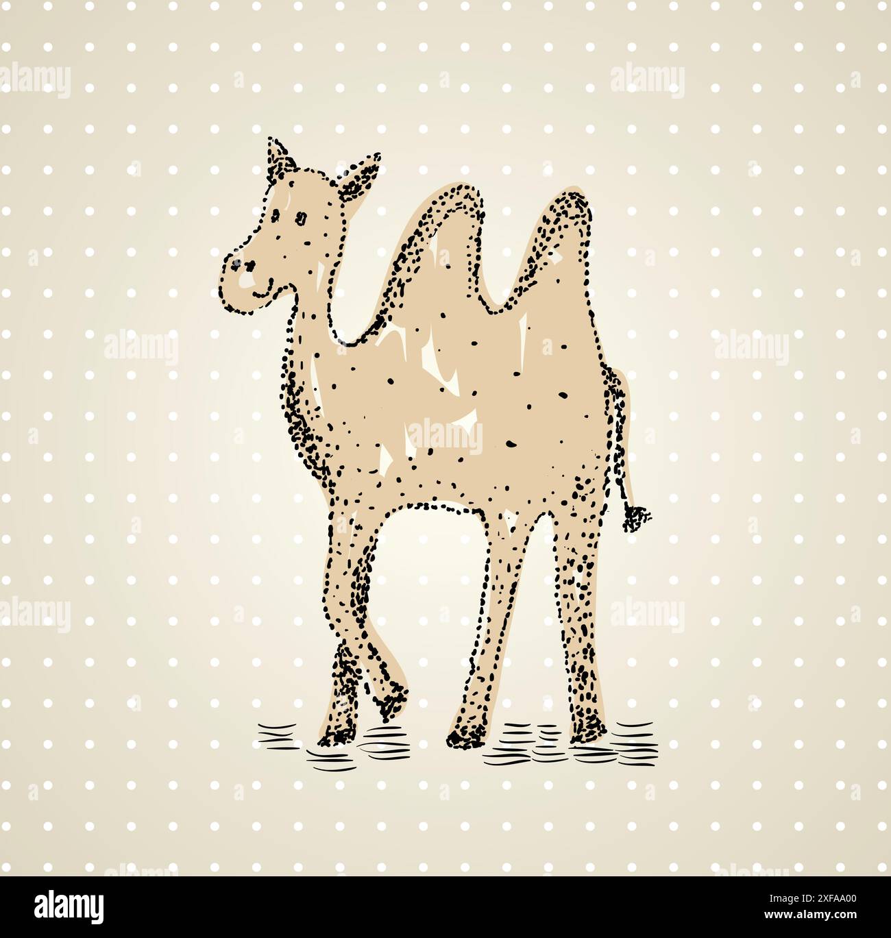 sketch of Bactrian camel on a beige background Stock Vector Image & Art ...
