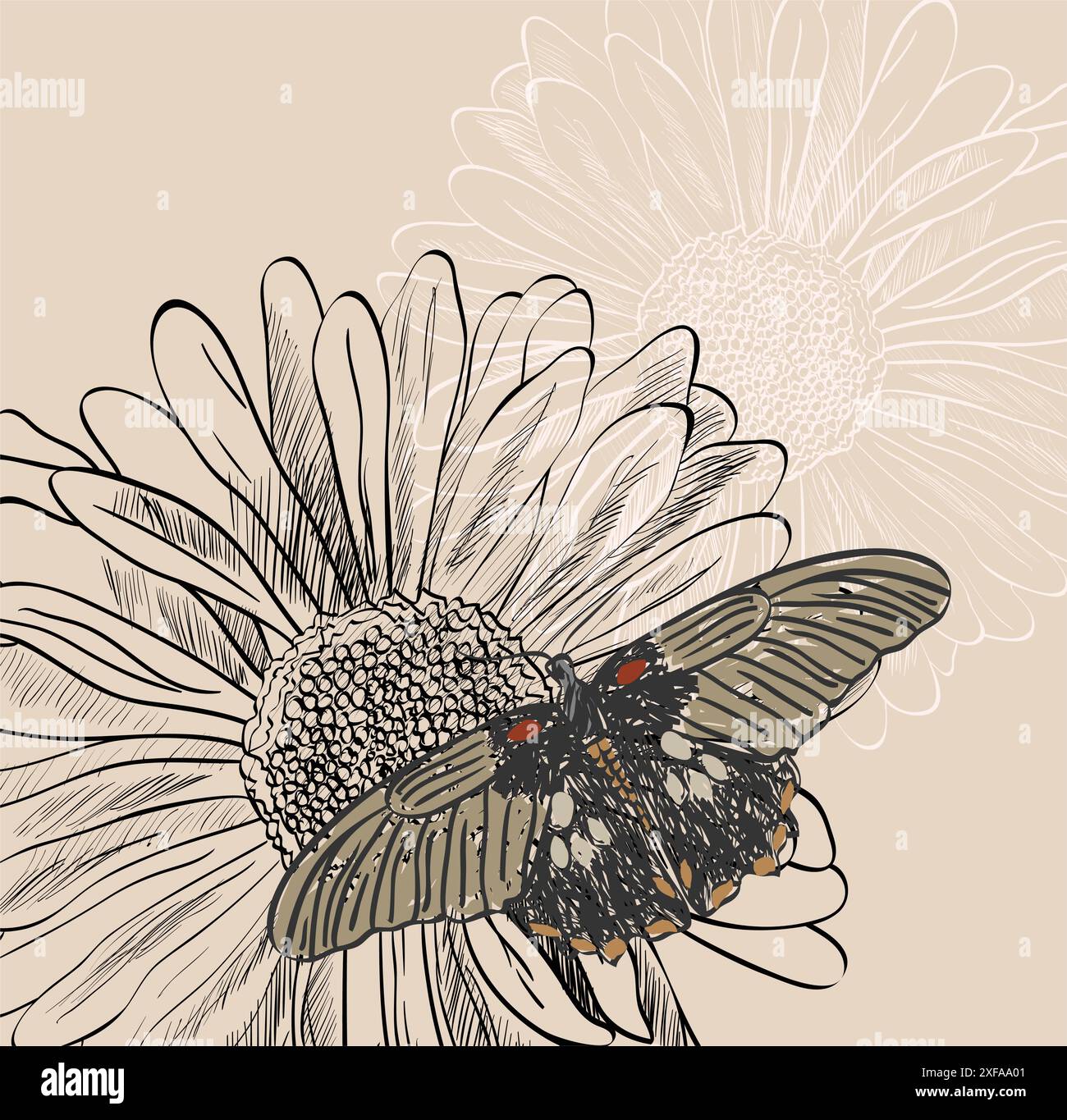 Illustration of beautiful butterfly flying around flower Stock Vector ...