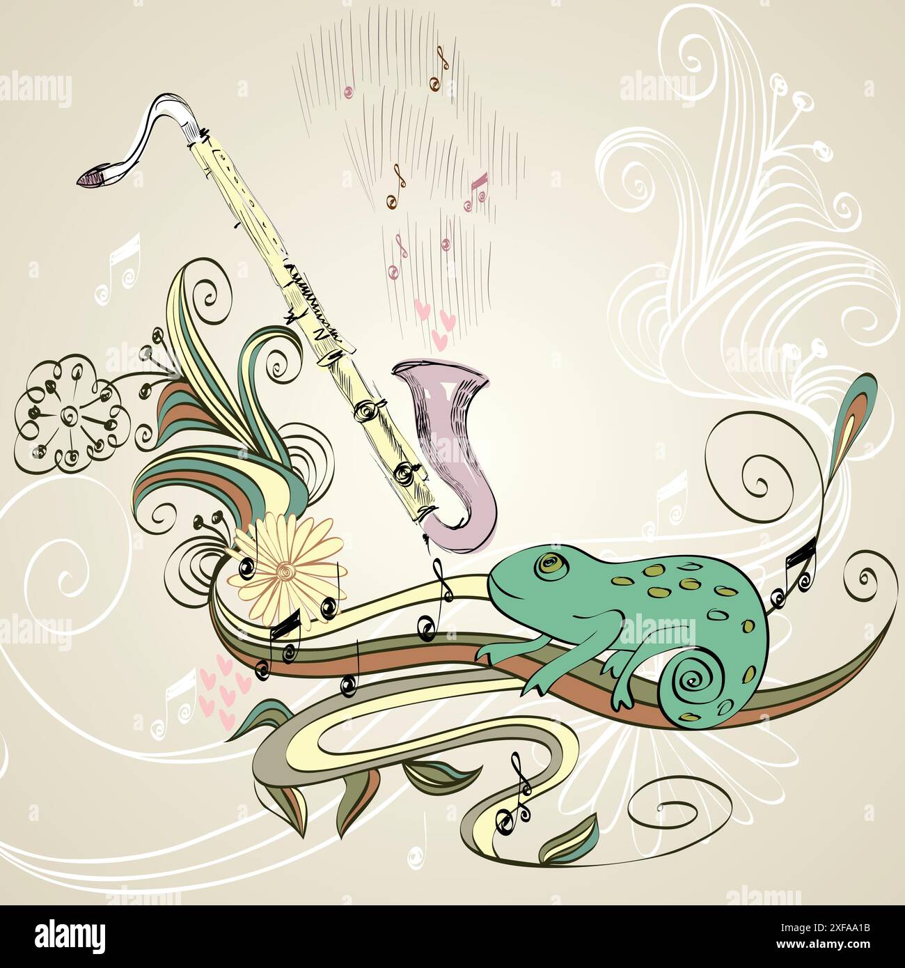 drawn illustration of a musical instrument clarinet Stock Vector Image ...