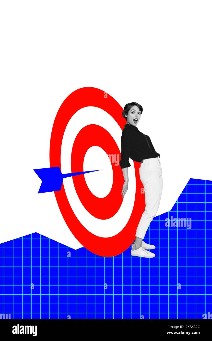 Composite trend artwork sketch image collage of trader young woman ...