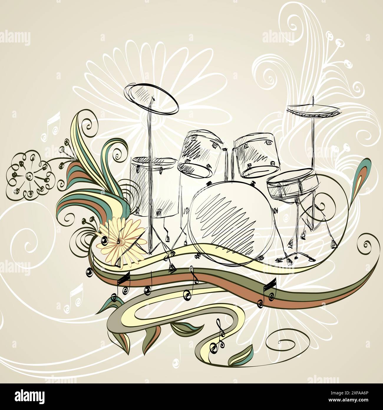 Hand drawn drum on a light background Stock Vector Image & Art - Alamy
