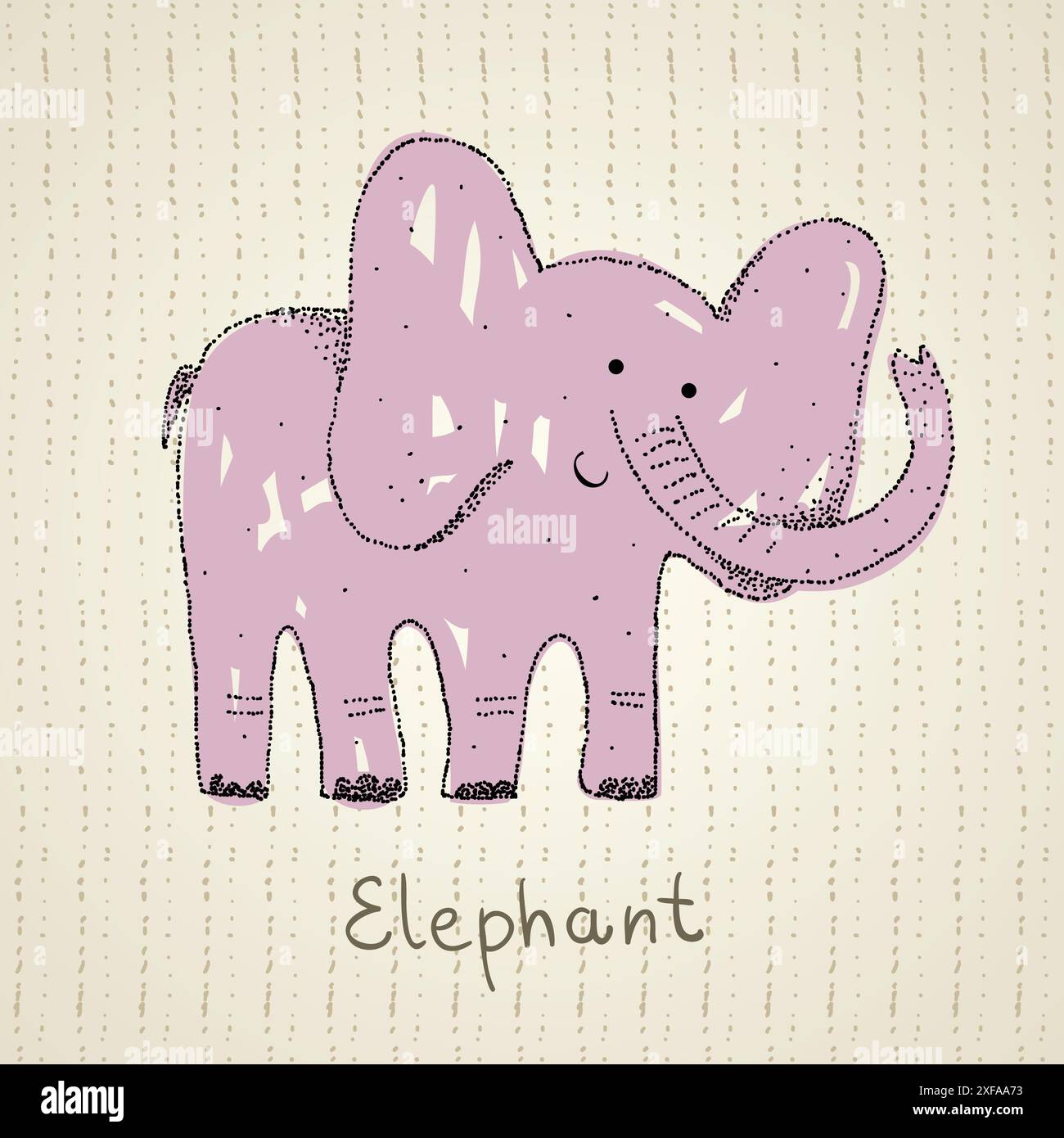 Hand drawn illustration with pink baby elephant Stock Vector Image ...