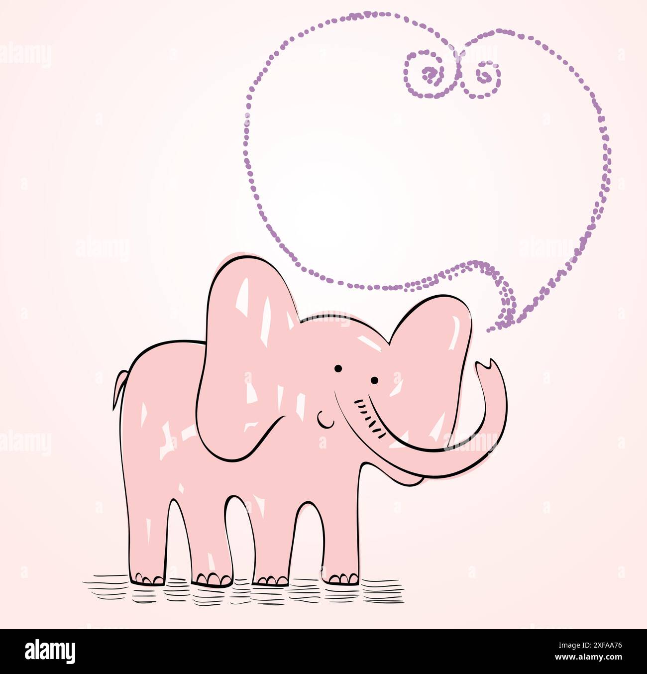 Hand drawn illustration with pink baby elephant Stock Vector Image ...