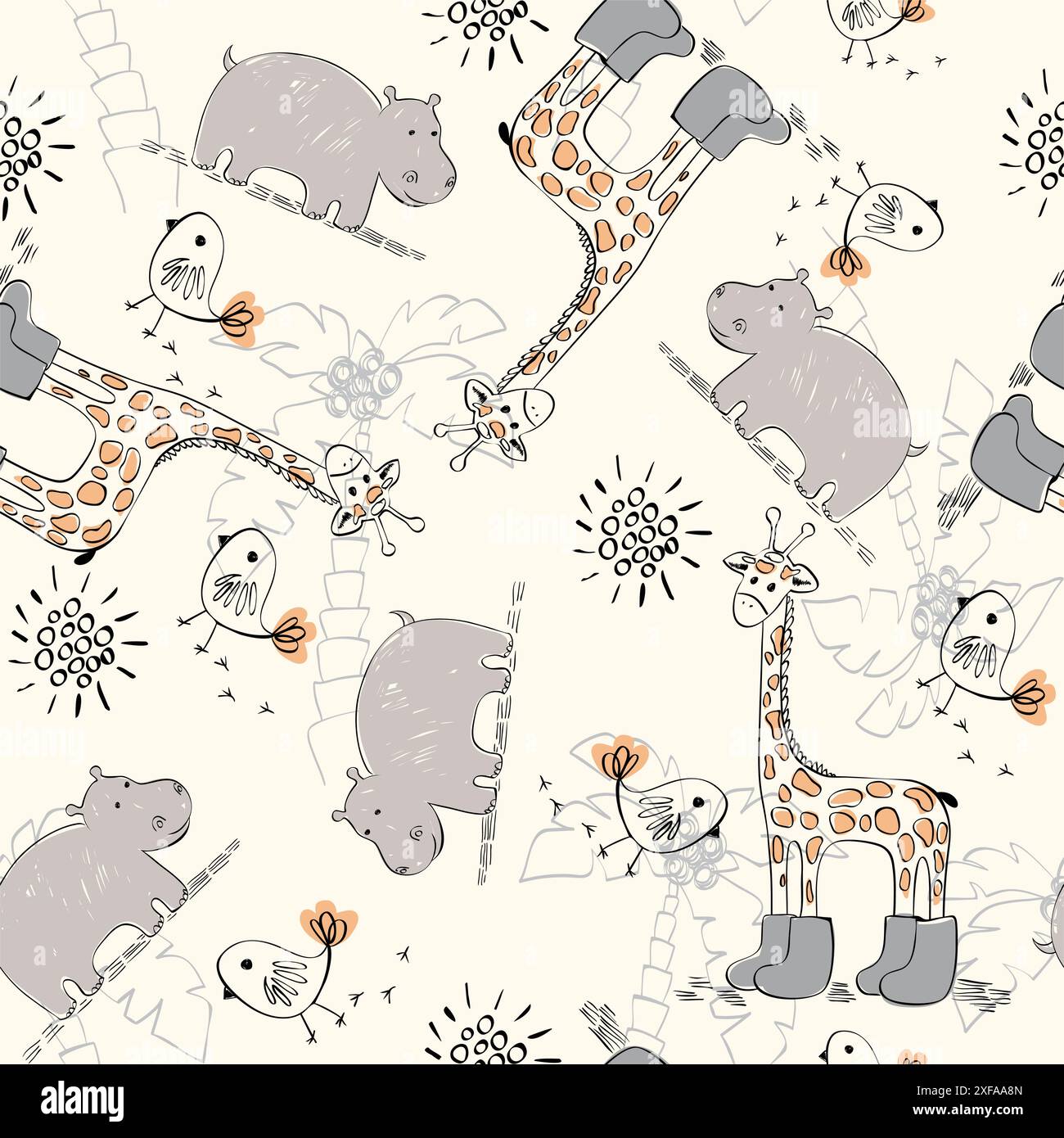 Sweet babies doodle seamless pattern. Babies background Stock Vector ...