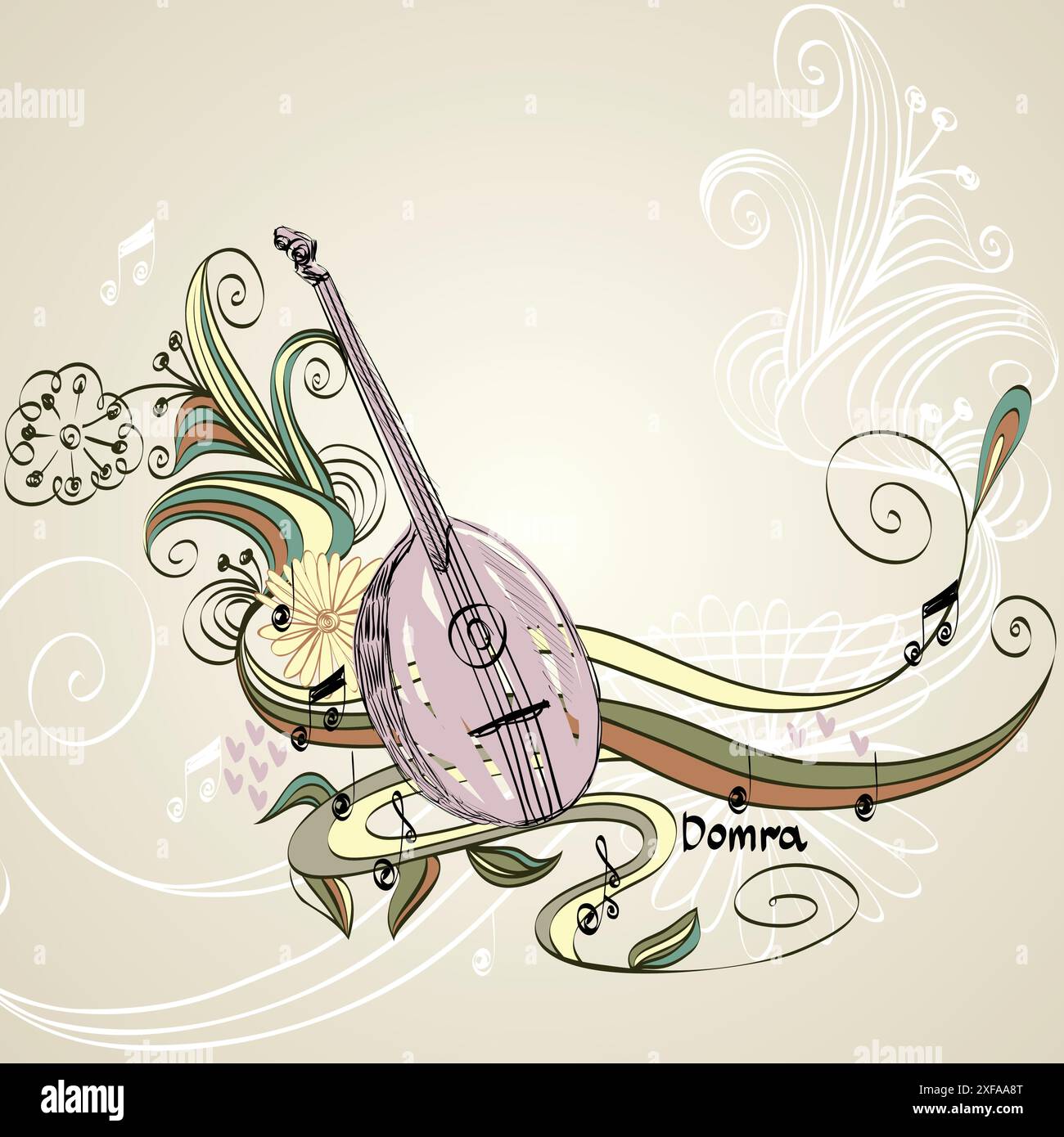 Hand drawn domra on a light background Stock Vector Image & Art - Alamy