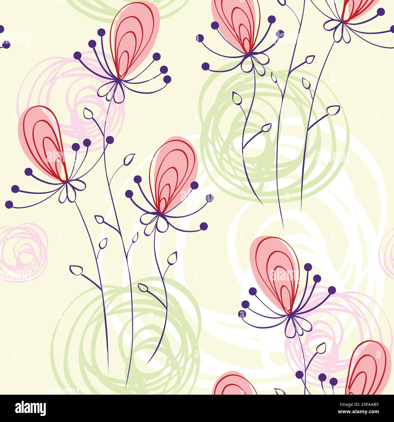 Flowers fantasy. Cute vector floral seamless pattern Stock Vector Image ...
