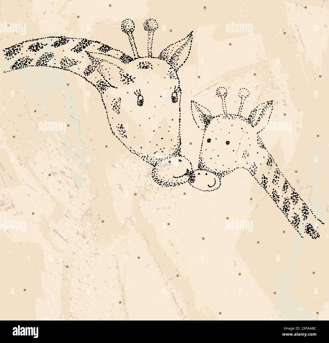 baby giraffe and mom. Hand drawn illustration Stock Vector Image & Art ...