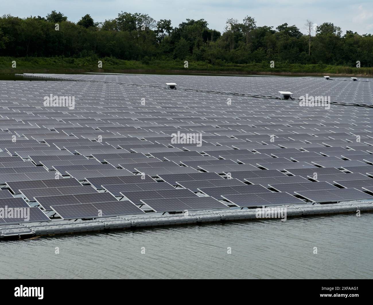 floating solar cell power plant generate the electric on the lake Stock ...