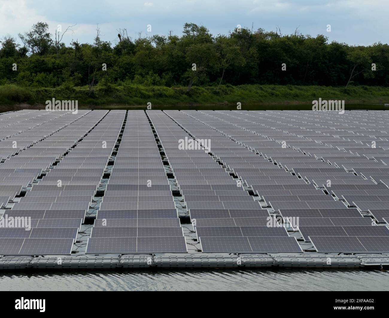 floating solar cell power plant generate the electric on the lake Stock ...