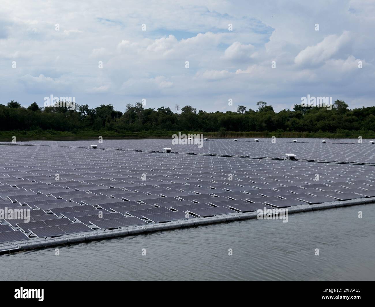 floating solar cell power plant generate the electric on the lake Stock ...