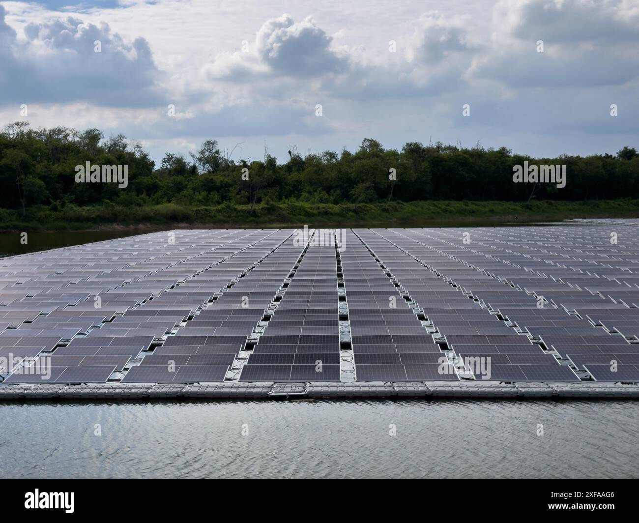 floating solar cell power plant generate the electric on the lake Stock ...