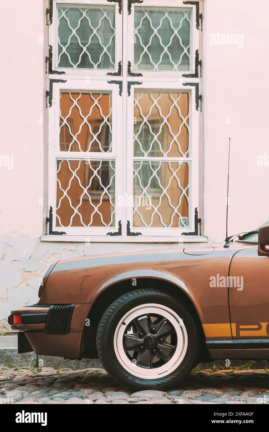 Side View Of Porsche 930 Car Parked In Old Narrow Street Stock Photo ...