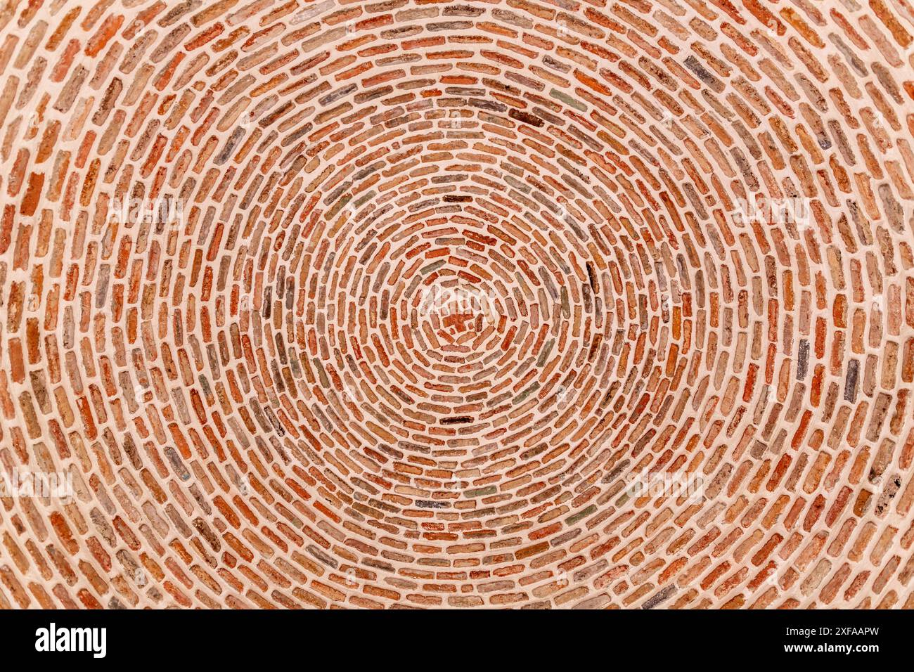 Round shaped brick ceiling close up, traditional Georgian architecture ...