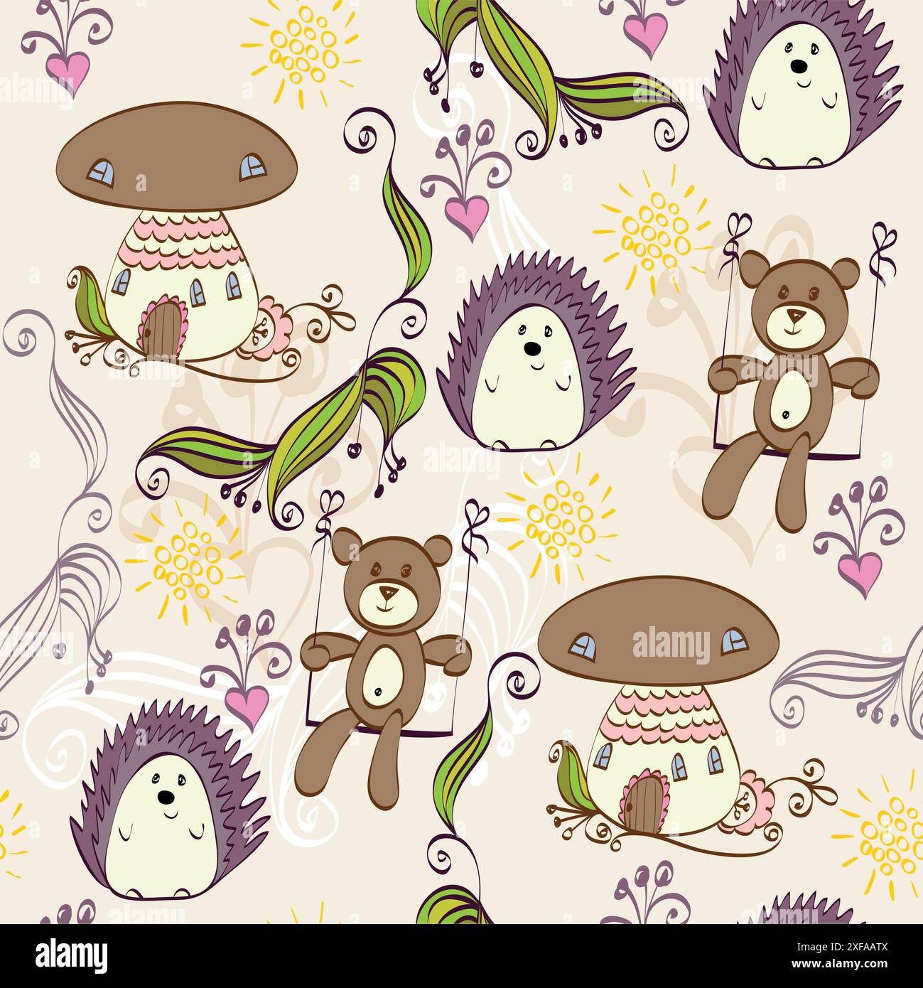 Cute hand draw seamless pattern for kids Stock Vector Image & Art - Alamy