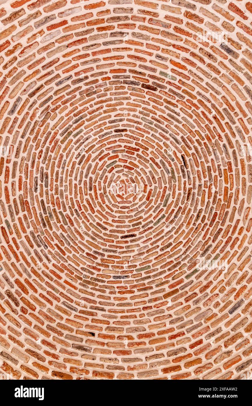Round shaped brick ceiling close up, traditional Georgian architecture ...