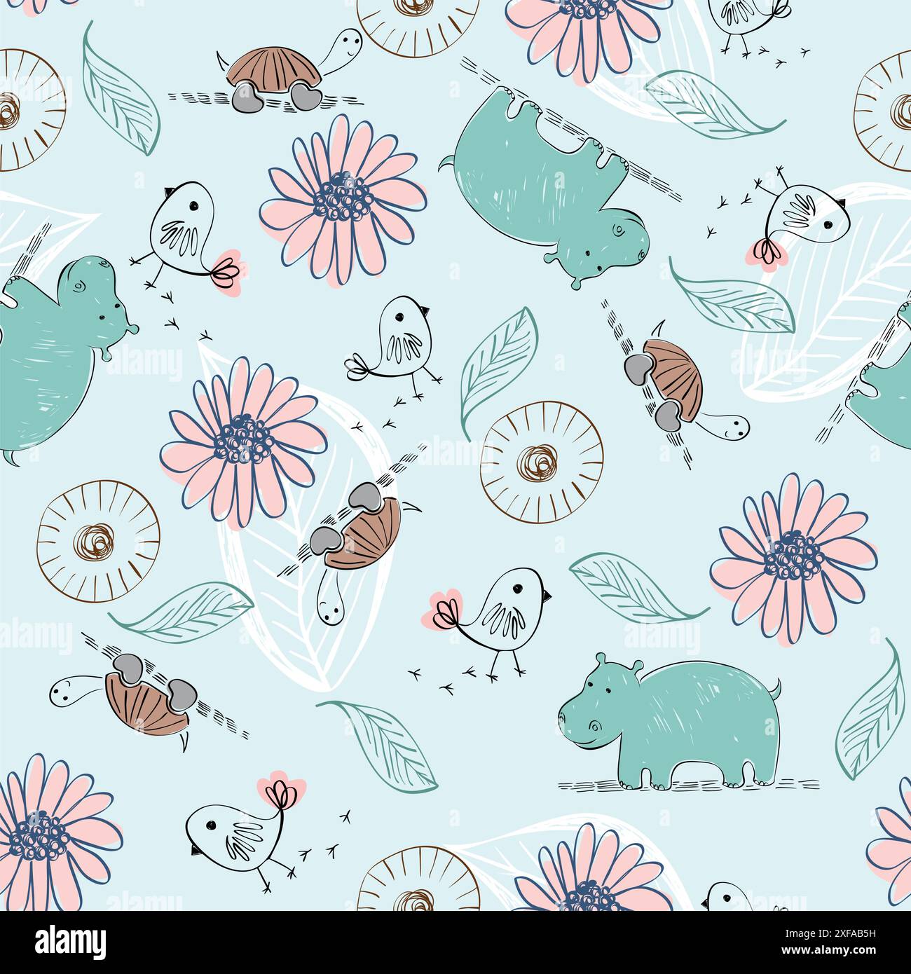 Sweet babies doodle seamless pattern. Babies background Stock Vector ...