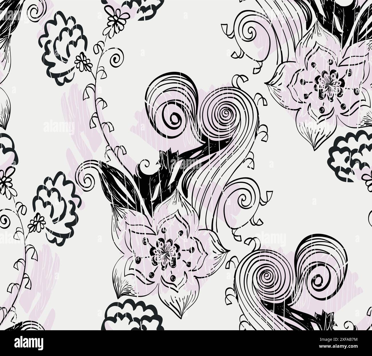 Fantasy flowers seamless hand drawing Stock Vector Images - Alamy
