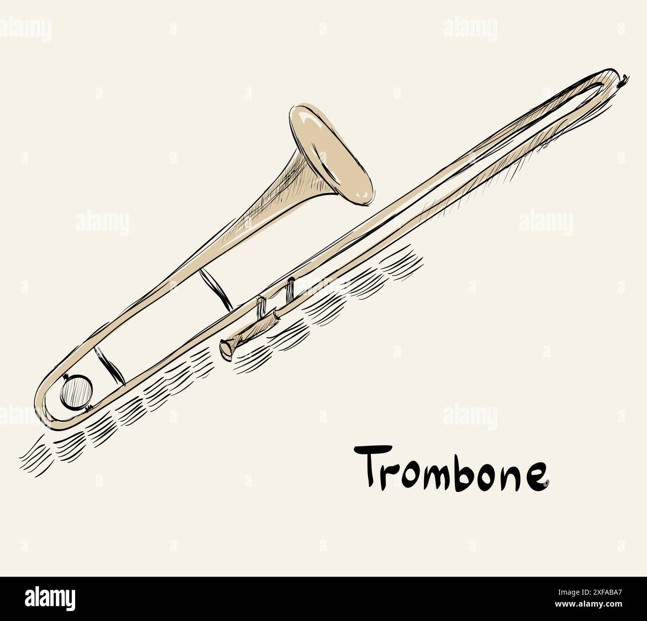 hand drawn trombone on a light background Stock Vector Image & Art - Alamy