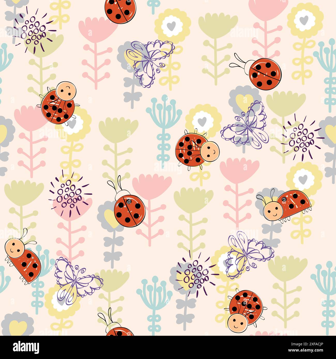 Cute hand draw seamless pattern for girl Stock Vector Image & Art - Alamy
