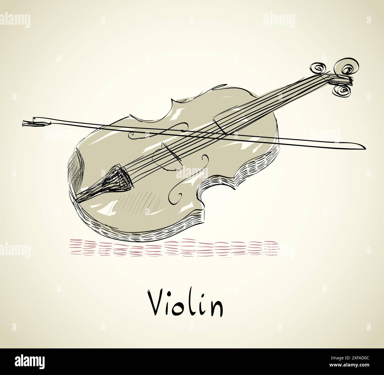 hand drawn violin on a light background Stock Vector Image & Art - Alamy