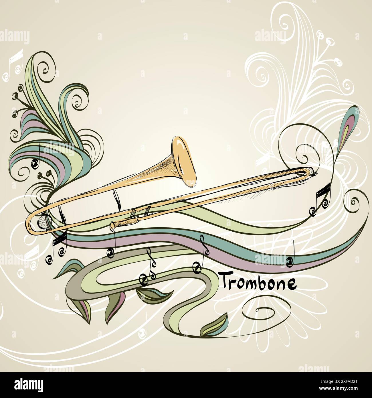 Wind instrument trombone on Stock Vector Images - Alamy