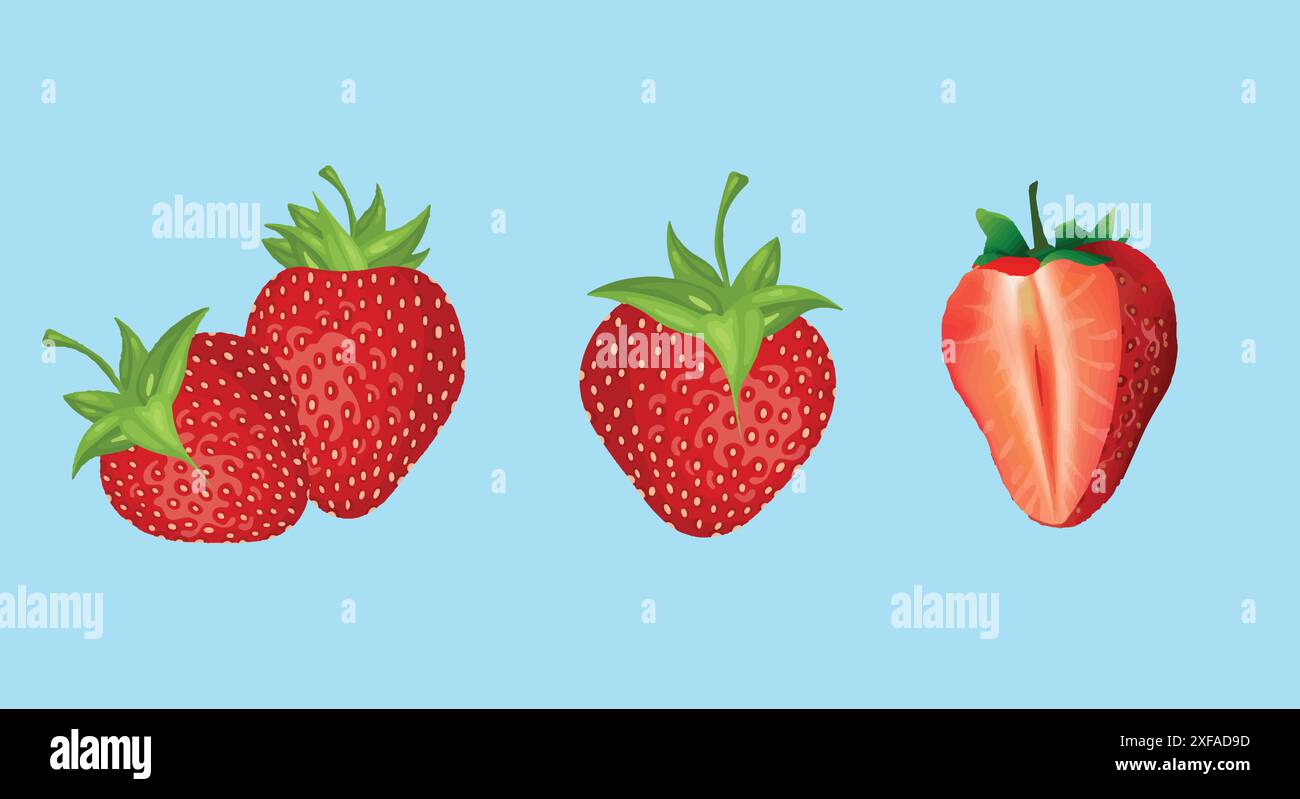 Ripe red juicy strawberries Stock Vector Images - Alamy