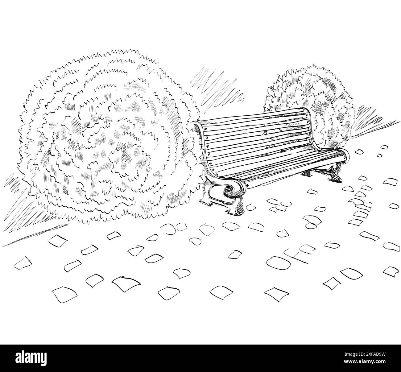 A bench in the garden Stock Vector Images - Alamy