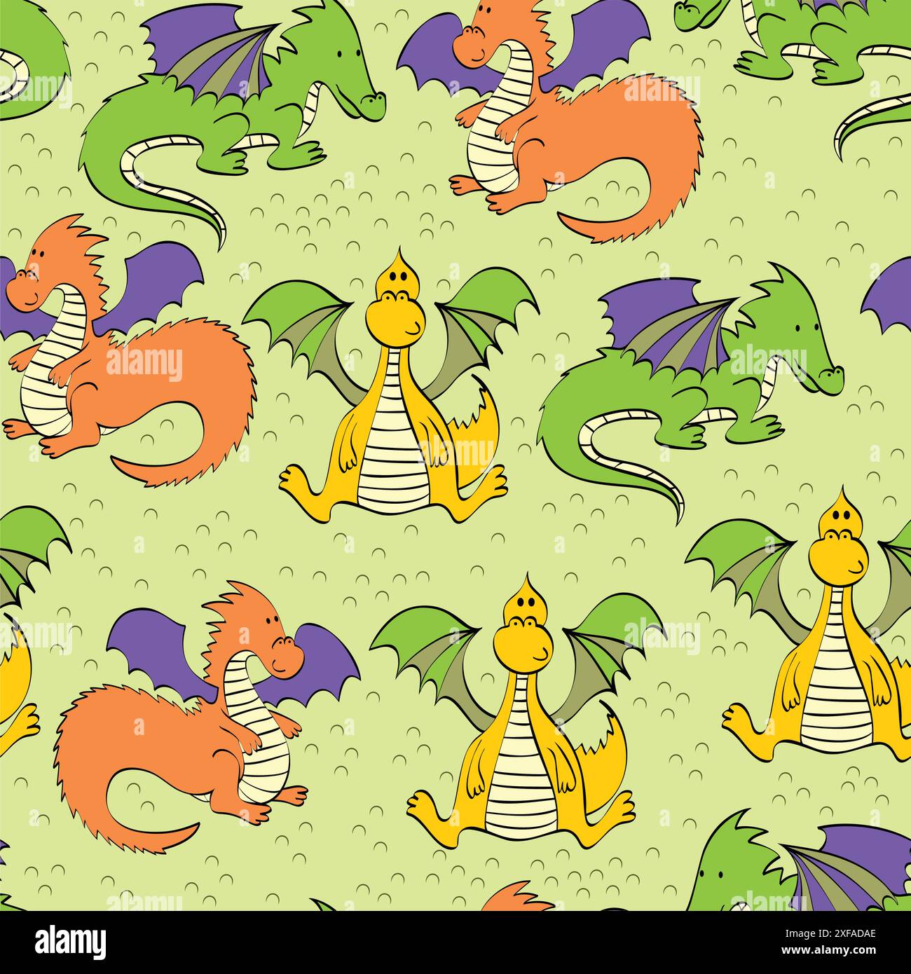 vector hand draw seamless pattern with dragons Stock Vector Image & Art ...