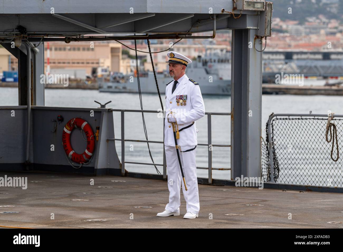 A sailor seen during the ceremony. Command of NATO's Standing Maritime ...