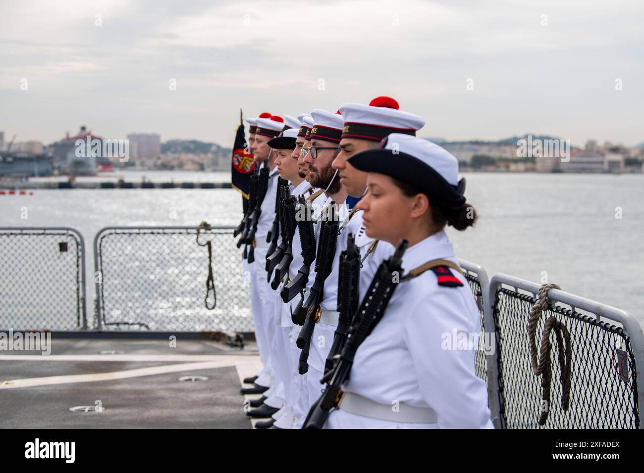 Toulon, France. 01st July, 2024. French fusilliers are seen during the ...