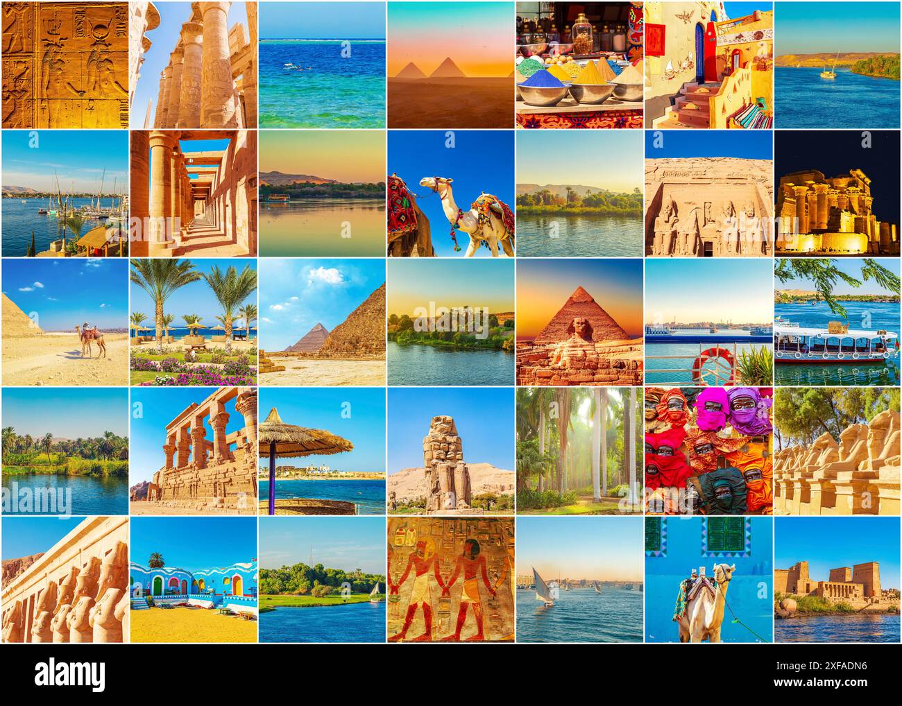 Collage of famous tourist places and souvenirs in Egypt. Can be used ...