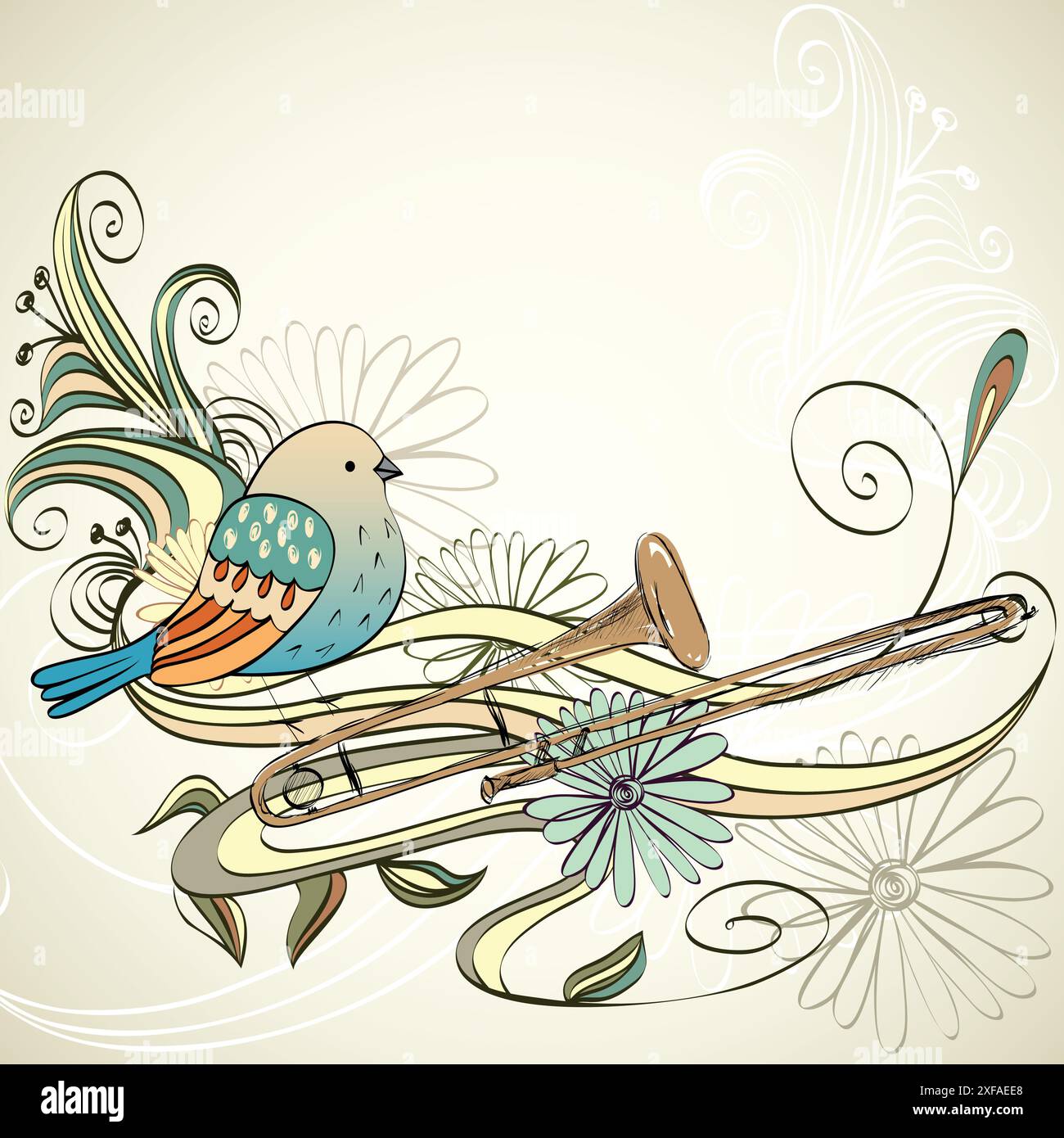 hand drawn trombone on a light background Stock Vector Image & Art - Alamy