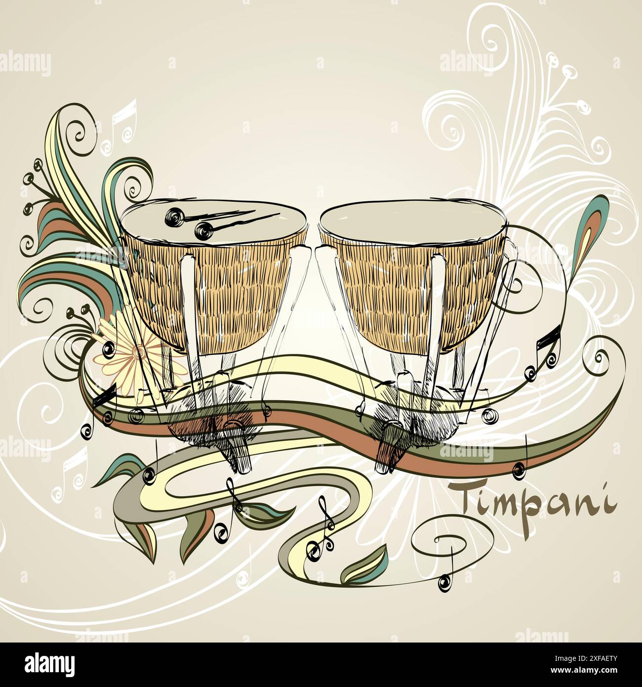 hand drawn timpani on a light background Stock Vector Image & Art - Alamy