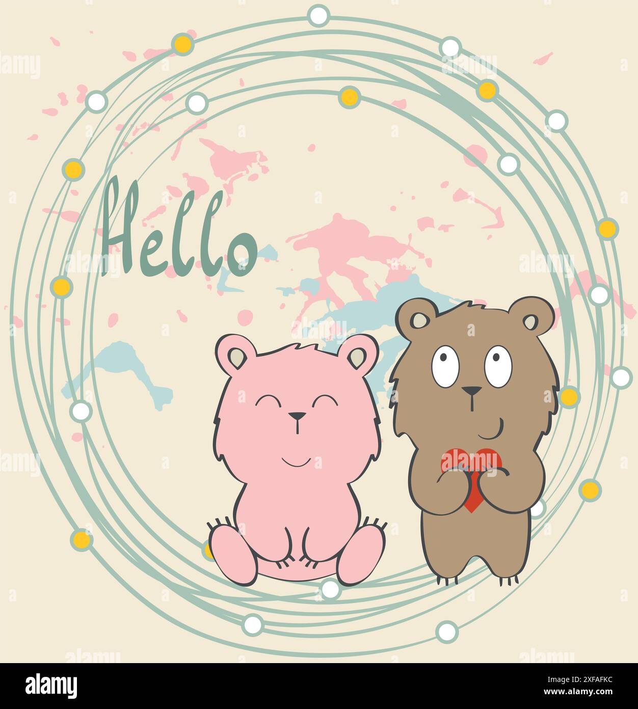 Cute hand drawn frame with cartoon bears Stock Vector Image & Art - Alamy