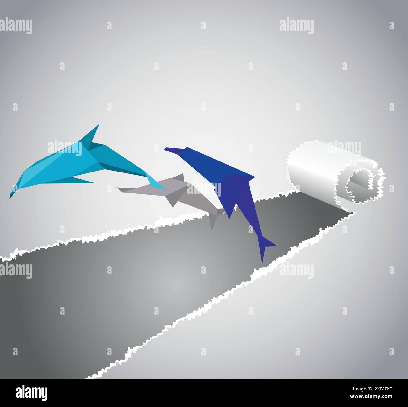 illustration of paper dolphins in a jump Stock Vector Image & Art - Alamy