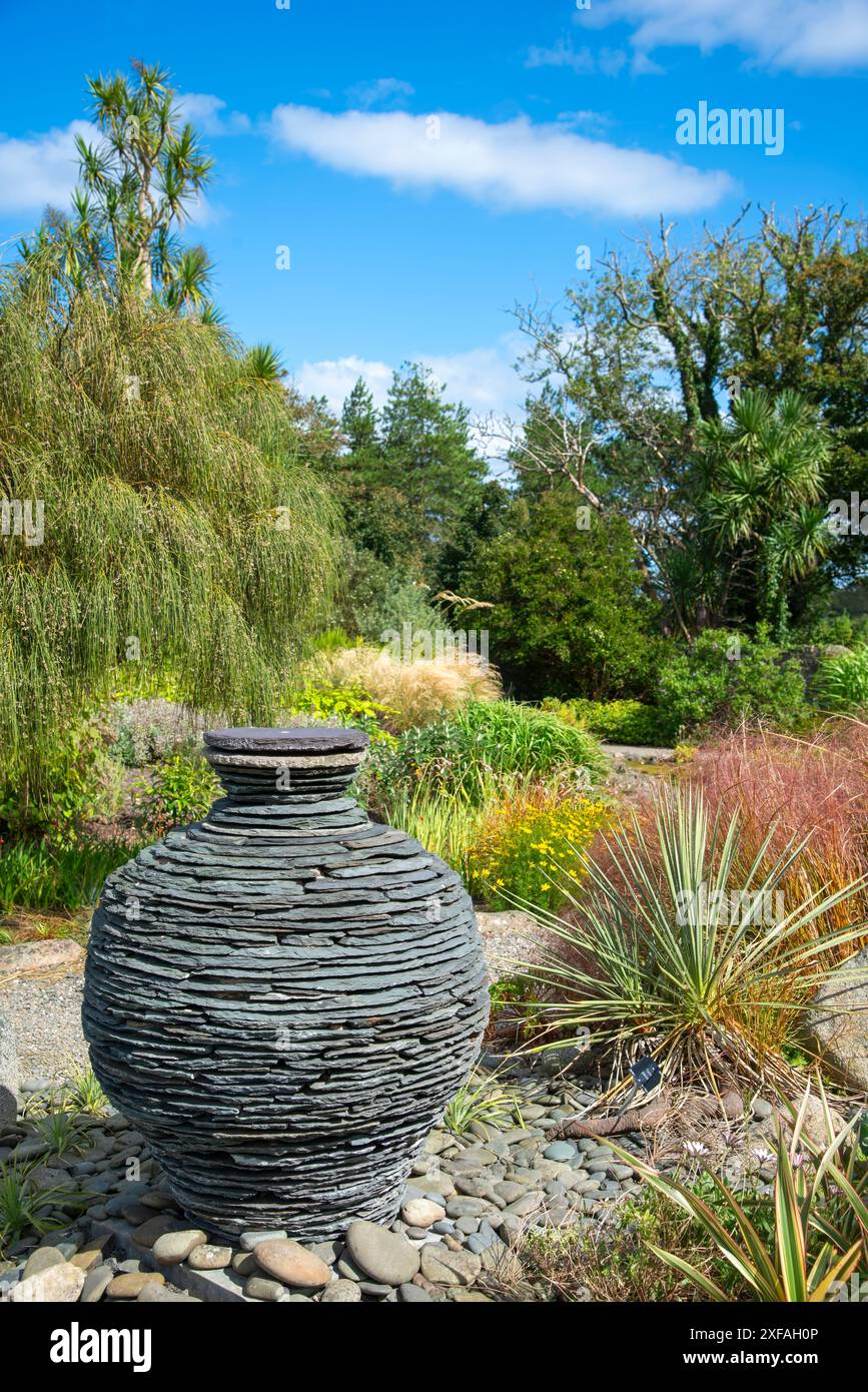 Garden sculpture made out of slate and in style of an Urn Stock Photo ...