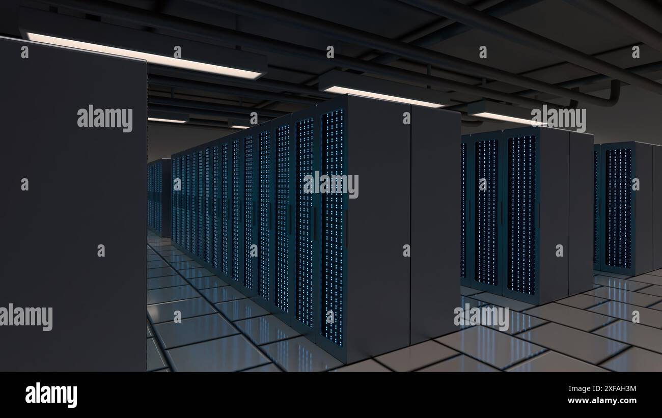 3d rendering of data rooms are spaces used for housing data, they are ...