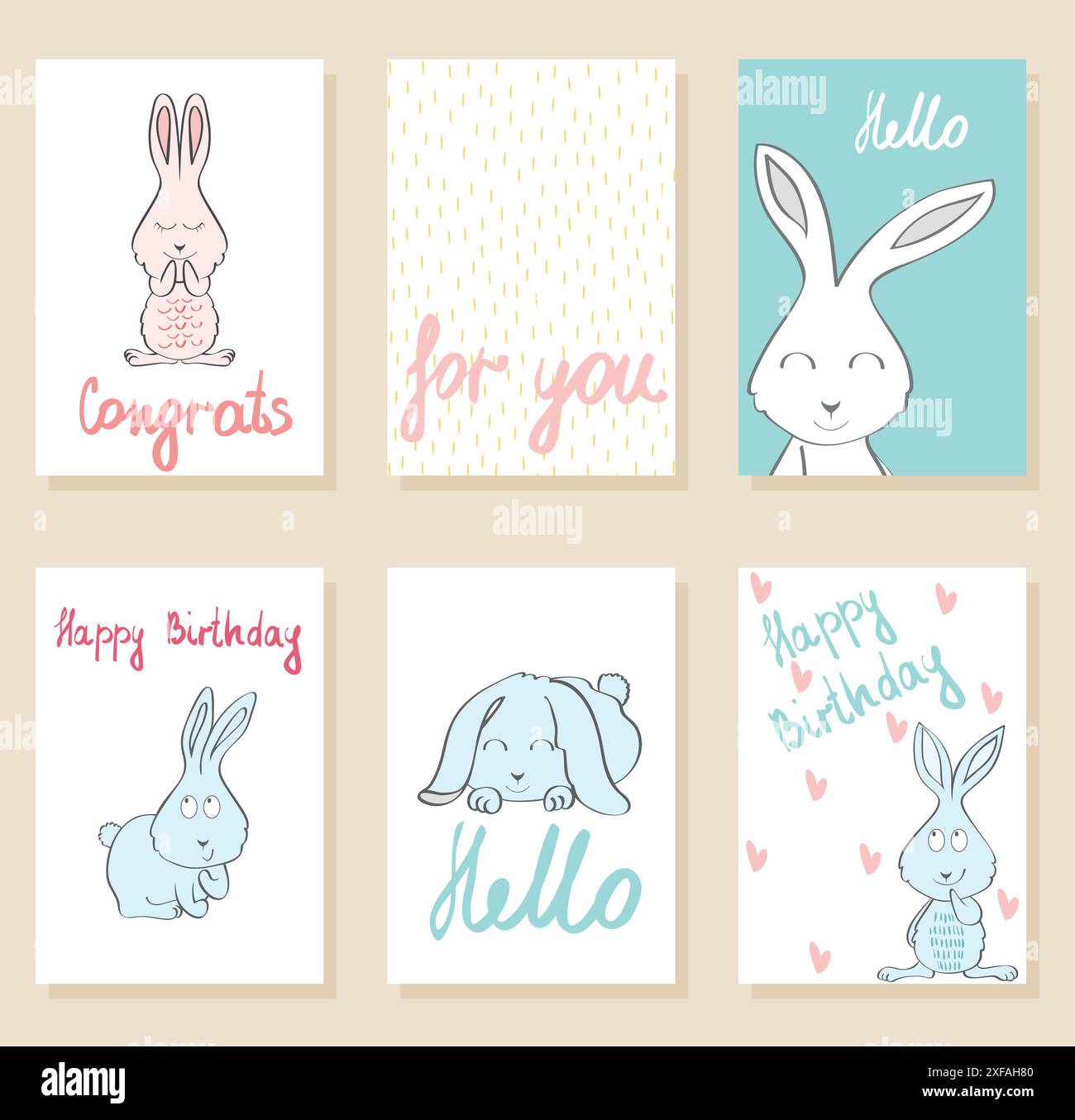 Collection of cute artistic cards for kids. Funny animals in vector ...