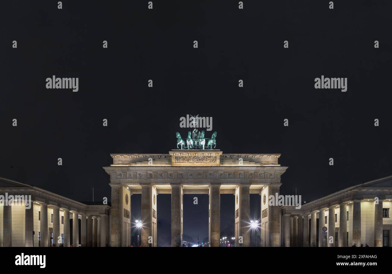 Berlin, Germany - Dec 19, 2023 - Night view of famous Brandenburger Tor ...